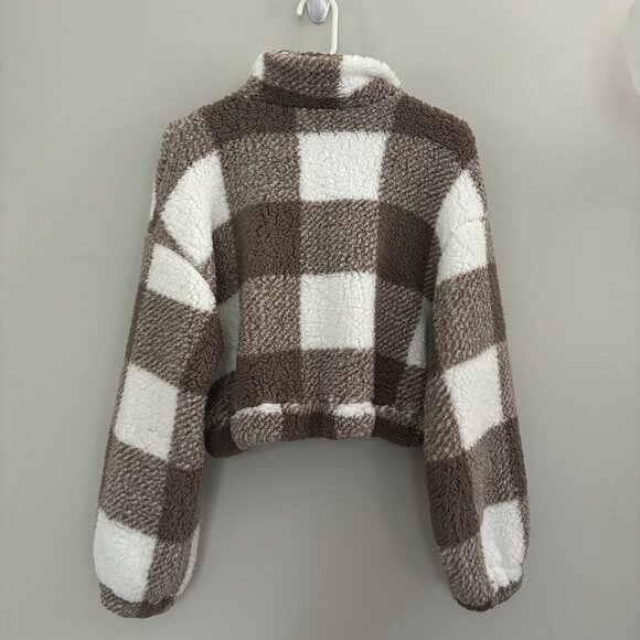 Zaful | Jackets & Coats | Shein Cozy Checkered Sherpa Cropped Jacket ...